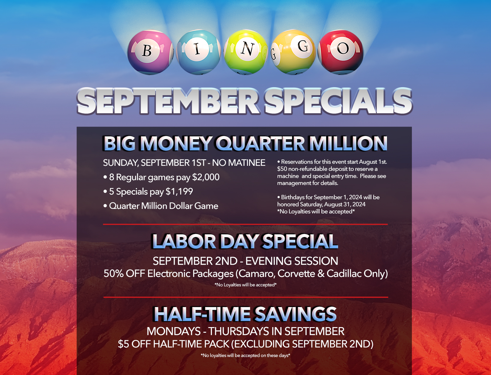 Bingo - Route 66 Casino Hotel